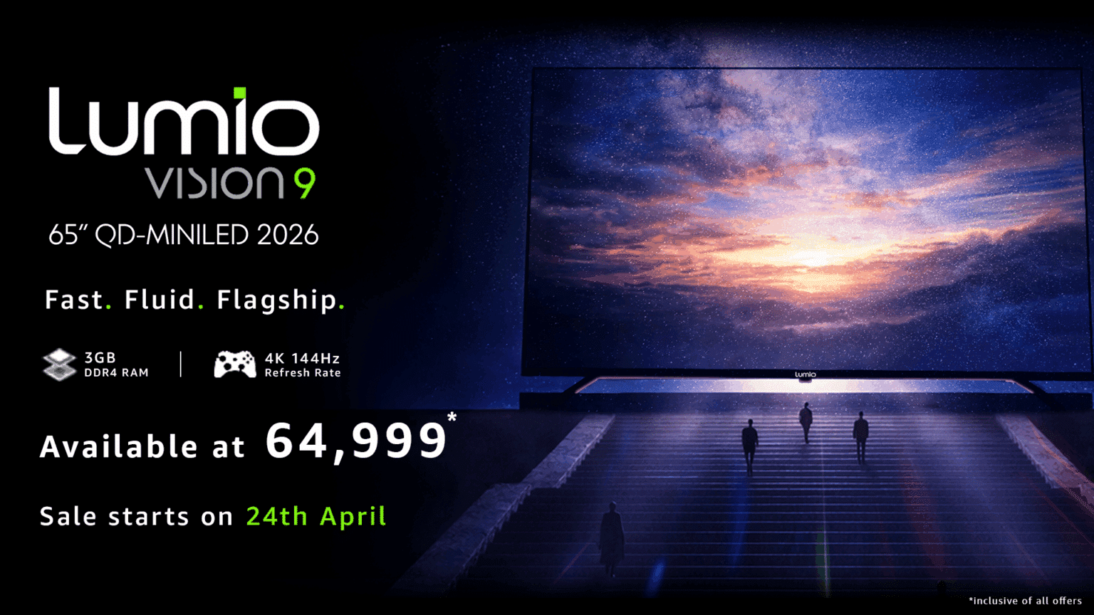 Lumio Vision 9 (2026) Launched: 144Hz QD MiniLED, Dolby Atmos & AI ...